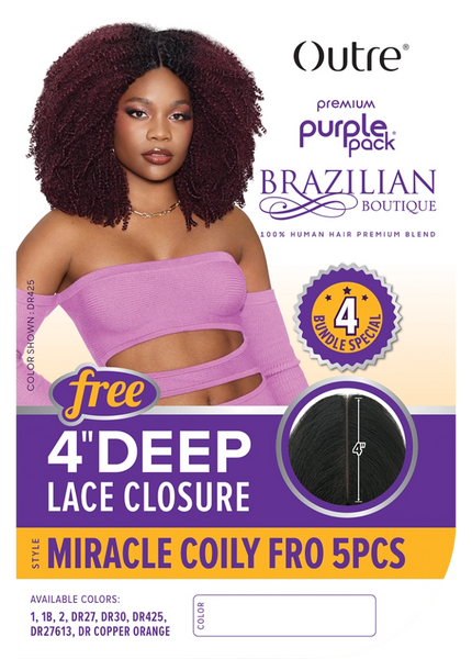 Outre Purple Pack Brazilian Boutique 100% Human Hair Blend Weave MIRAC ...